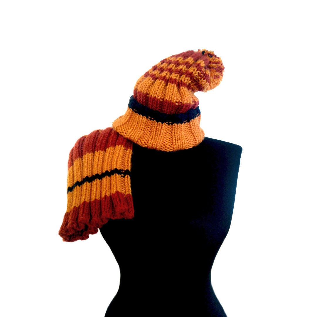 Knitted Winter Set, Knit Hat and Cowl Set, Beanie With Pom Pom and ...