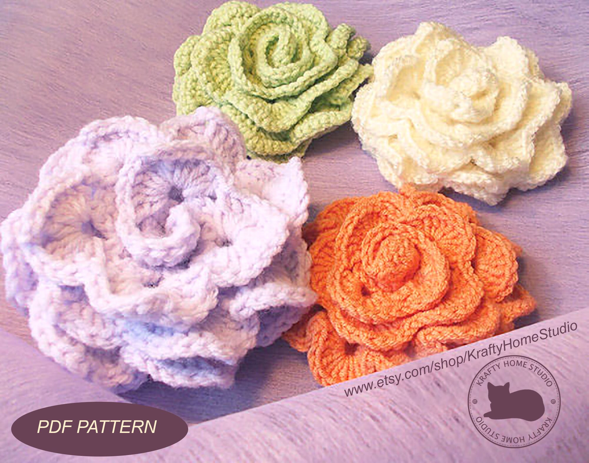 Easy Crochet Flower Pattern Brooch Pattern Rose Crochet | Etsy