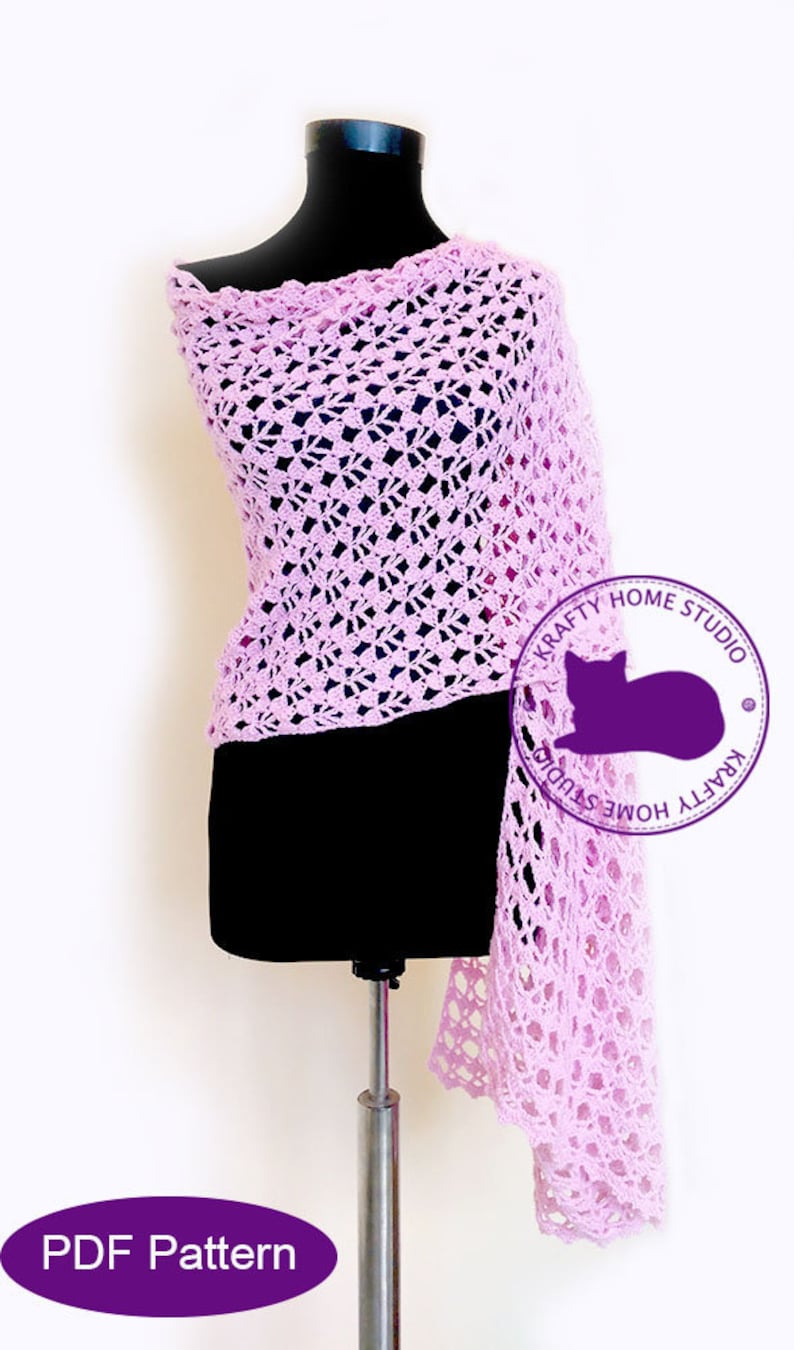 Crochet scarf pattern Crochet rectangle shawl Stole evening | Etsy