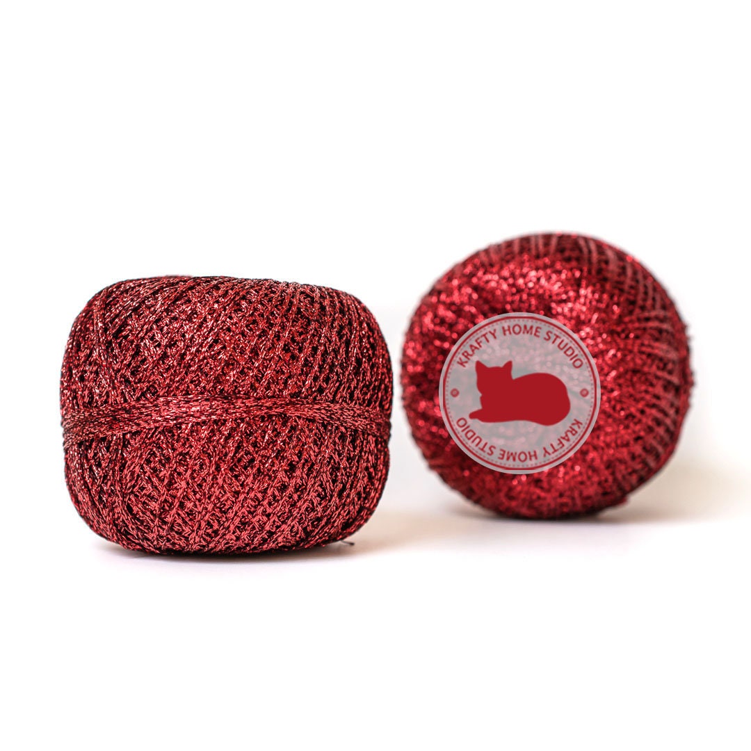Red Glitter Yarn Metallic Yarn Thread With Shimmer Soft - Etsy UK