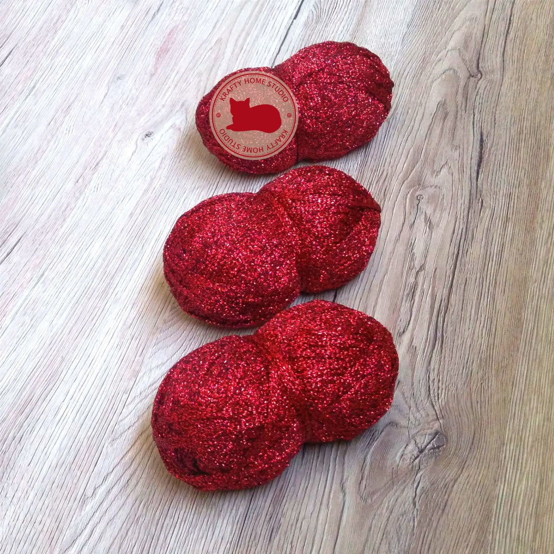 Red Glitter Yarn Soft Metallic Stripe Thread Yarn With - Etsy