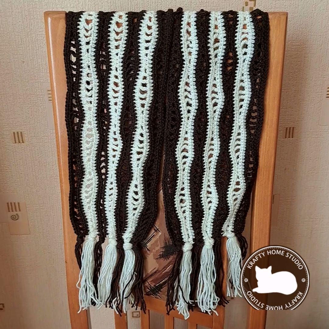 Wave Crochet Scarf Pattern, Long Scarf With Fringe, Basic Stitches ...