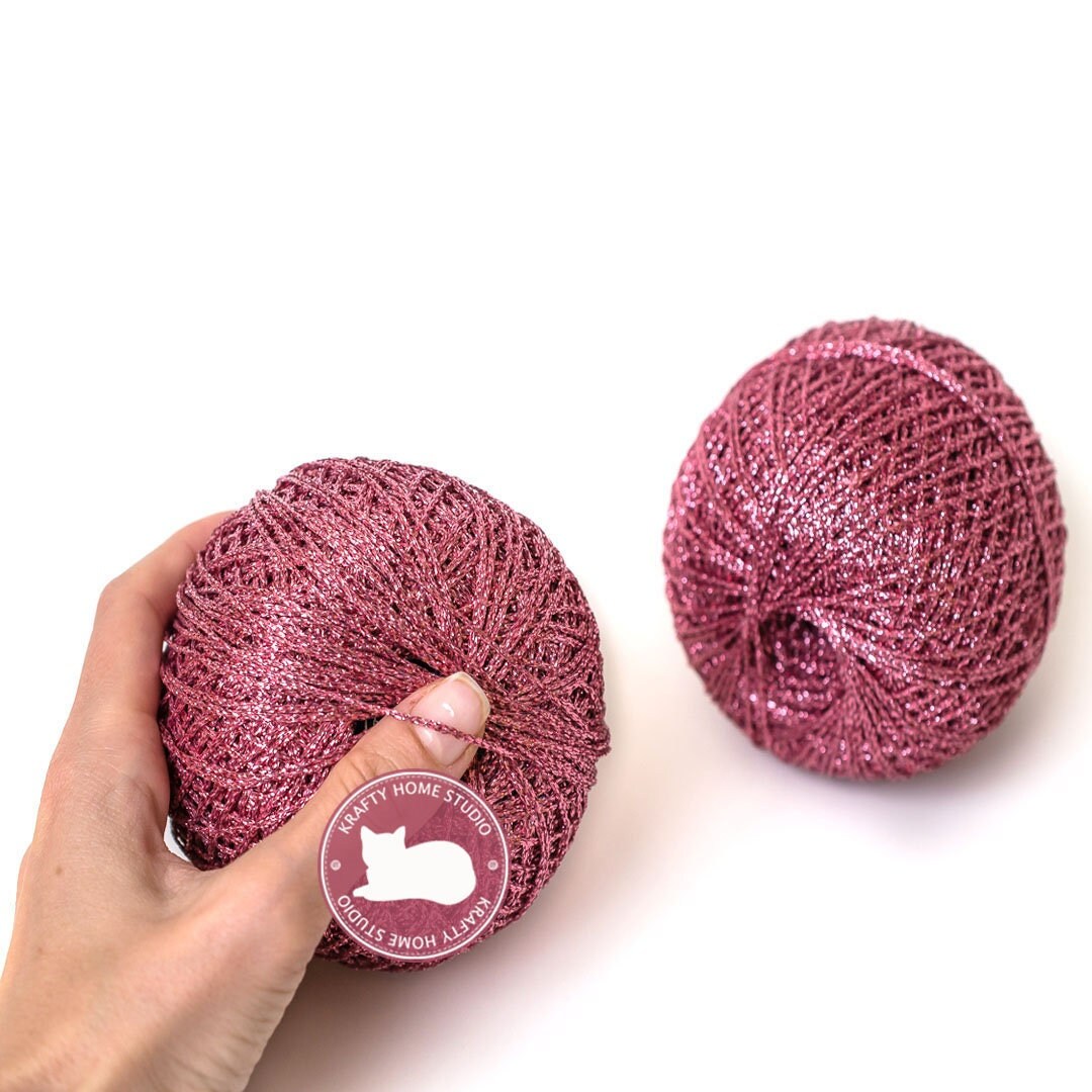 Pink Glitter Yarn, Metallic Yarn, Thread With Shimmer, Soft Sparkle ...