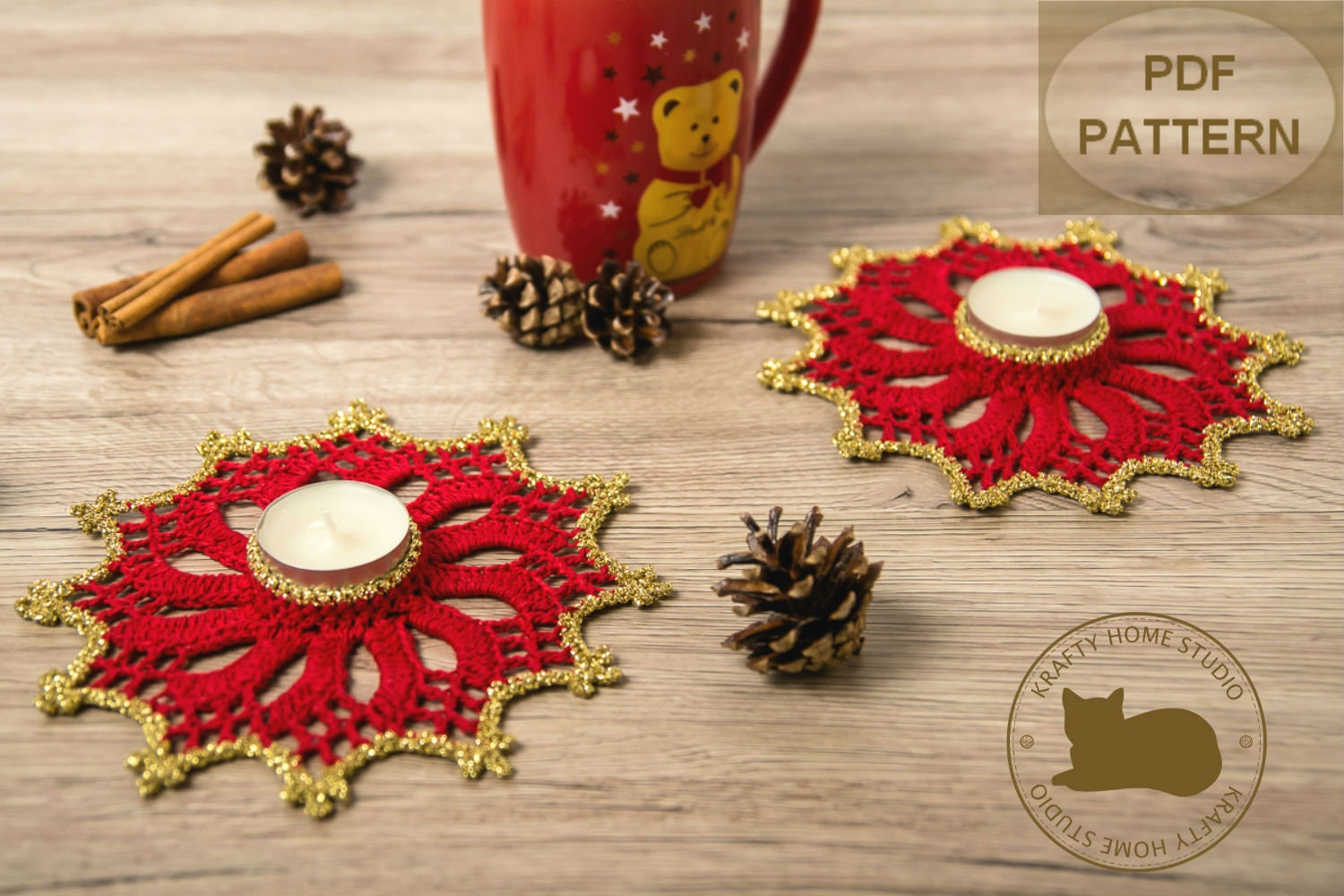 Tea Light Candle Holder crochet pattern Christmas Photo | Etsy