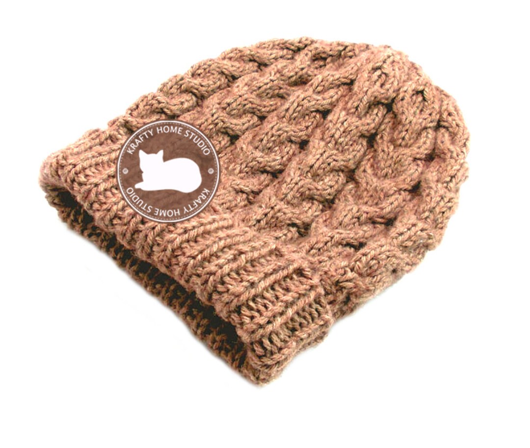 Cable Knit Hat Pattern, Knit Slouchy Beanie Pattern, Easy Knit Beanie ...