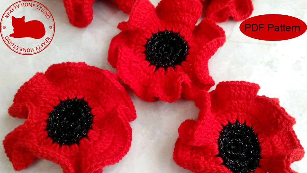 Easy Crochet Poppy Pattern Flower for Beginners Written - Etsy