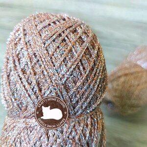 Peach With Silver Melange Metallic Yarn, Glitter Yarn, Thread With ...
