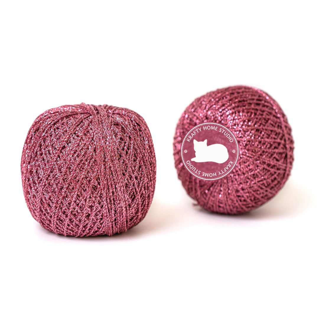 Pink Glitter Yarn Metallic Yarn Thread With Shimmer Soft | Etsy