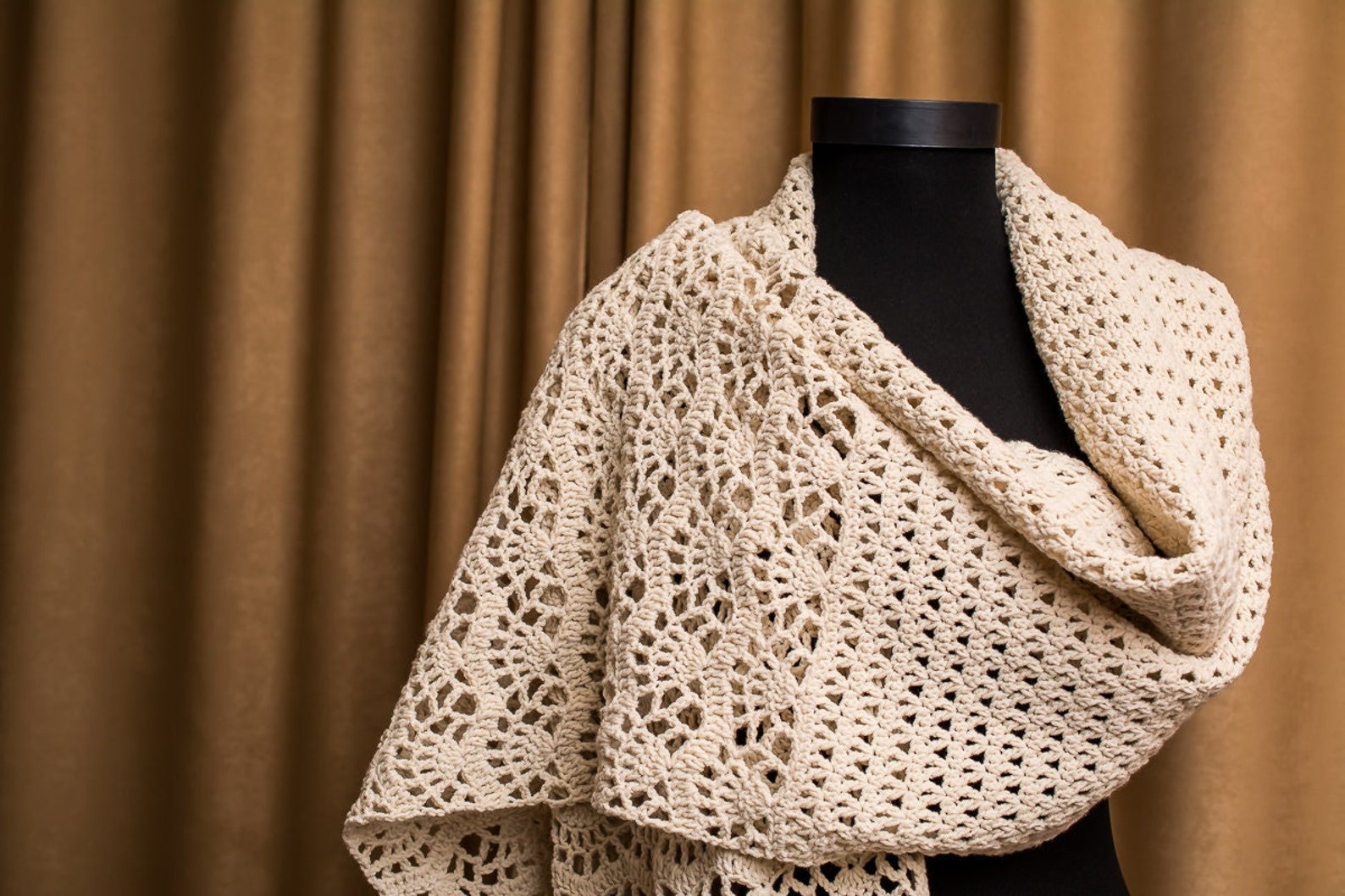 Crochet Shawl Pattern Woman Rectangle Scarf Stole Handmade - Etsy