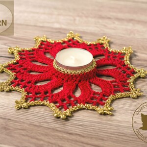 Tea Light Candle Holder crochet pattern Christmas Photo | Etsy