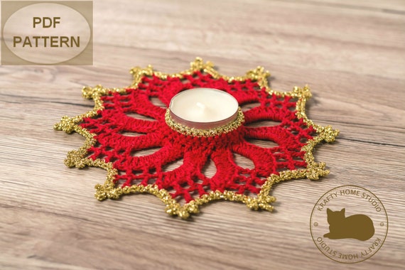 Tea Light Candle Holder crochet pattern Christmas Photo | Etsy