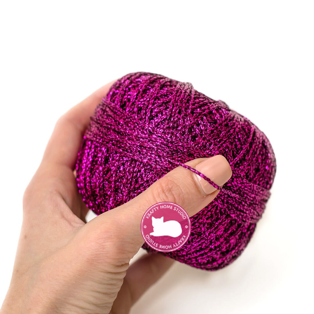 Cyclamen Soft Shiny Yarn for Knitting and Crochet – Decorative Metallic ...