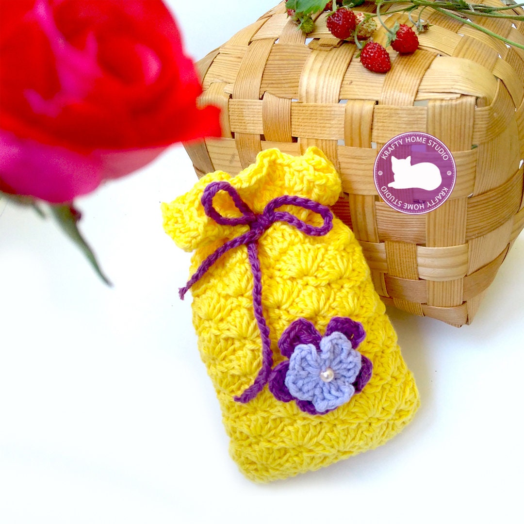 Crochet Drawstring Bag Tutorial How to Crochet Small - Etsy