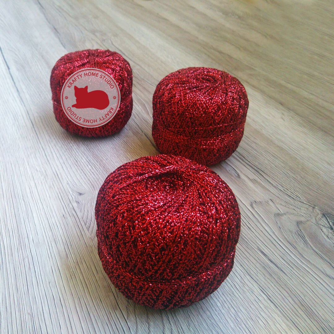 Red Glitter Yarn Metallic Yarn Thread With Shimmer Soft - Etsy UK