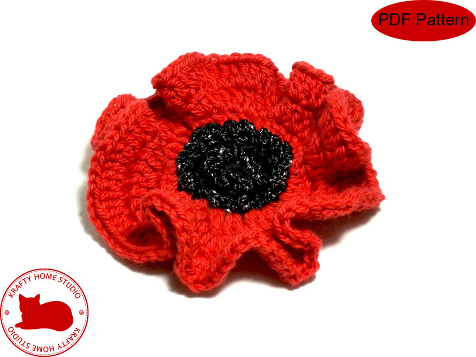 Easy Crochet Poppy Pattern Flower for beginners Written | Etsy
