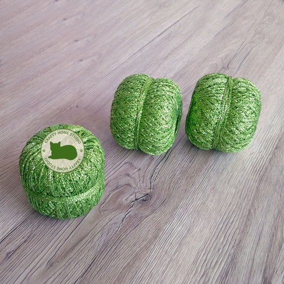Green Glitter Yarn Metallic Yarn Thread With Shimmer Soft - Etsy