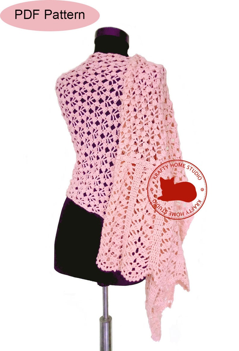 Crochet scarf pattern Crochet rectangle shawl evening wrap | Etsy