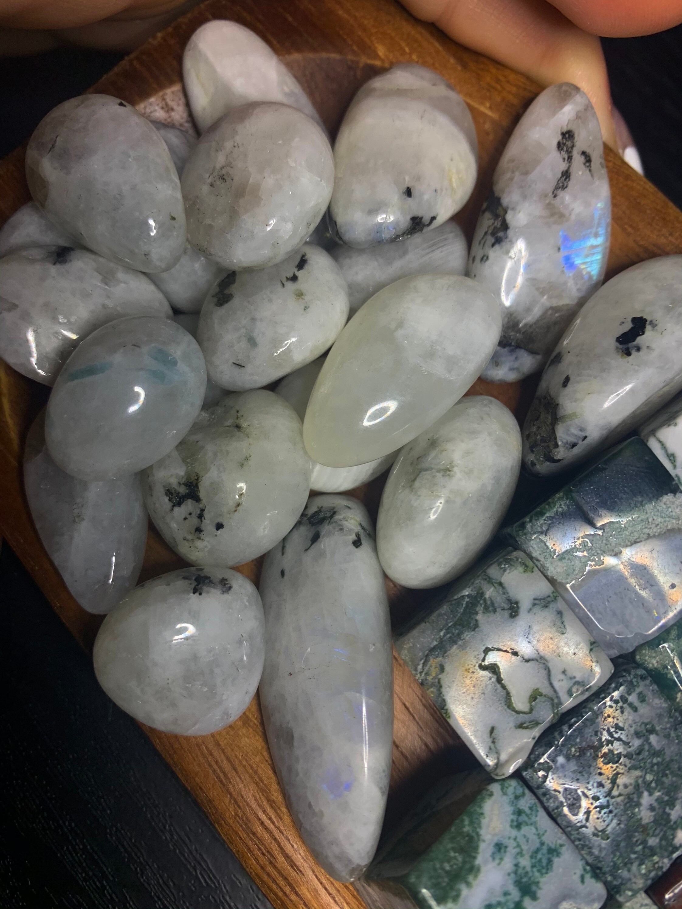Rainbow Moonstone White Labradorite Tumbles | Etsy