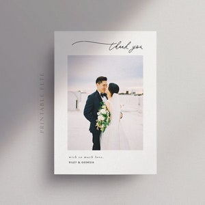GWEN | Photo Thank You Wedding Card Template, Editable Digital File ...