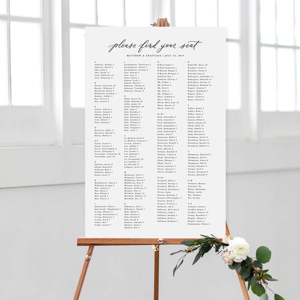 Table Assignment Cards Alphabetized - Etsy