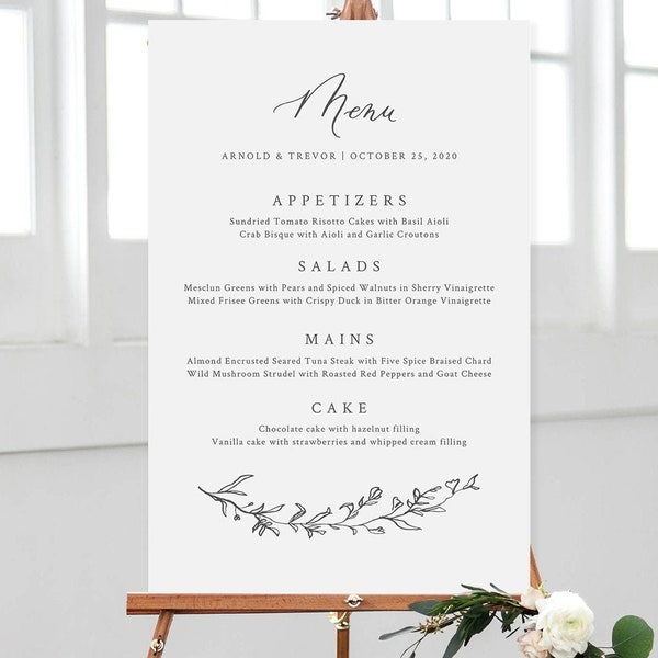 Stylized Wedding Menu Template Wedding Bar Menu Template Wedding ...