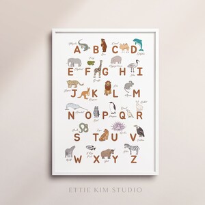 Printable Animal Alphabet Poster, A to Z Poster, ABC Nursery, Instant ...