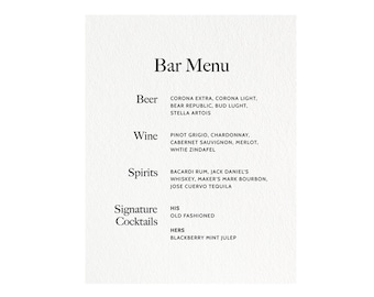 Signature Cocktails Sign Template Minimal Bar Menu Signature | Etsy