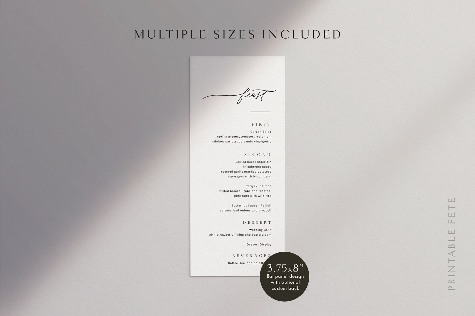 GWEN Menu Minimalist Script Calligraphy Wedding Menu - Etsy
