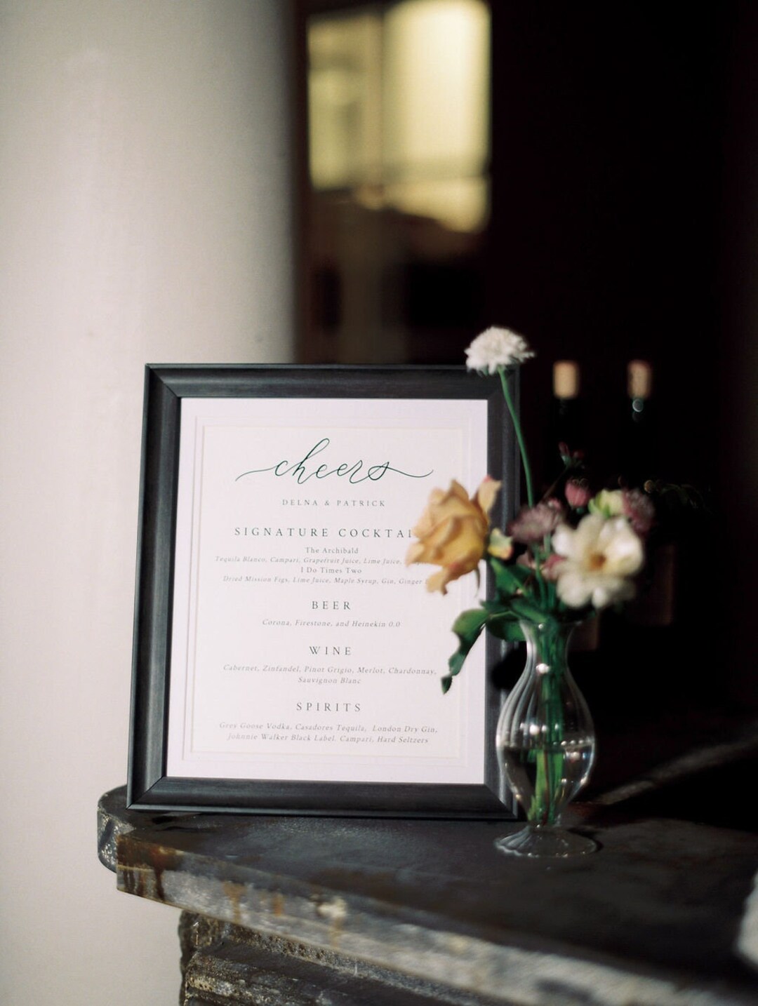 Printable Lowercase Calligraphy Cheers Menu, Minimal Bar Sign ...