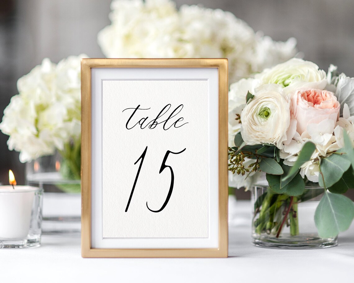 Printable Calligraphy Table Numbers flat Minimal Modern - Etsy