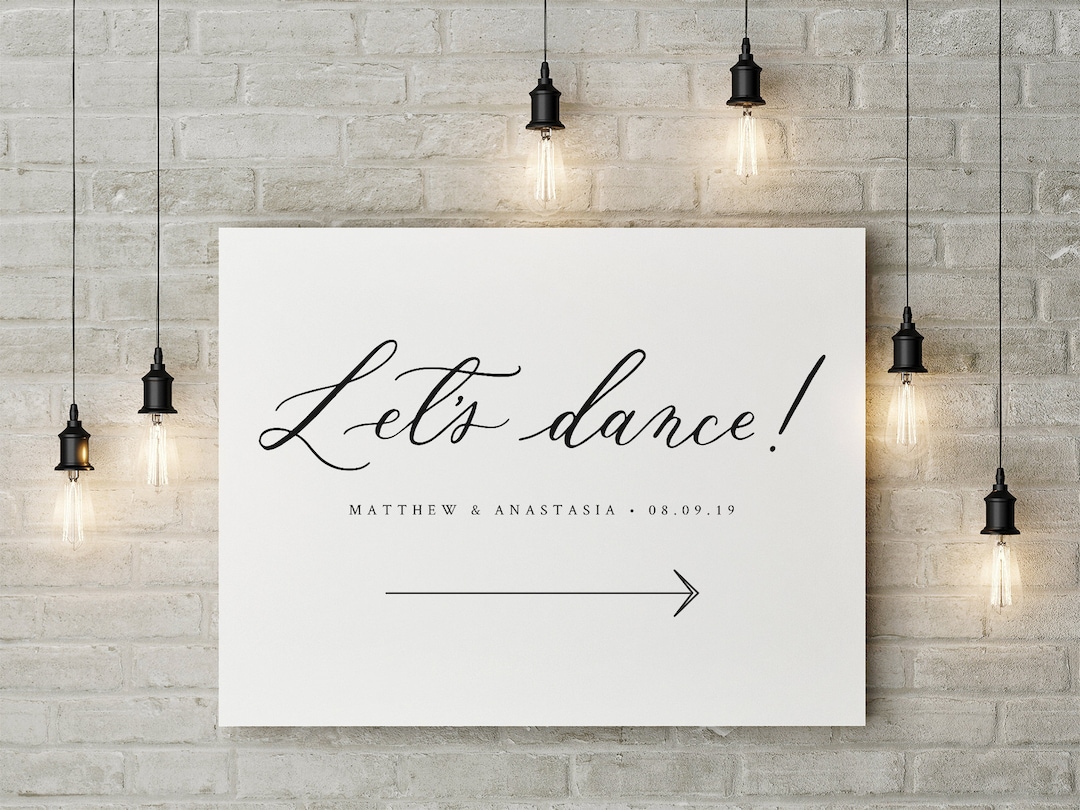 Let's Dance! Directional Arrow Event Sign, Printable Editable Wedding ...