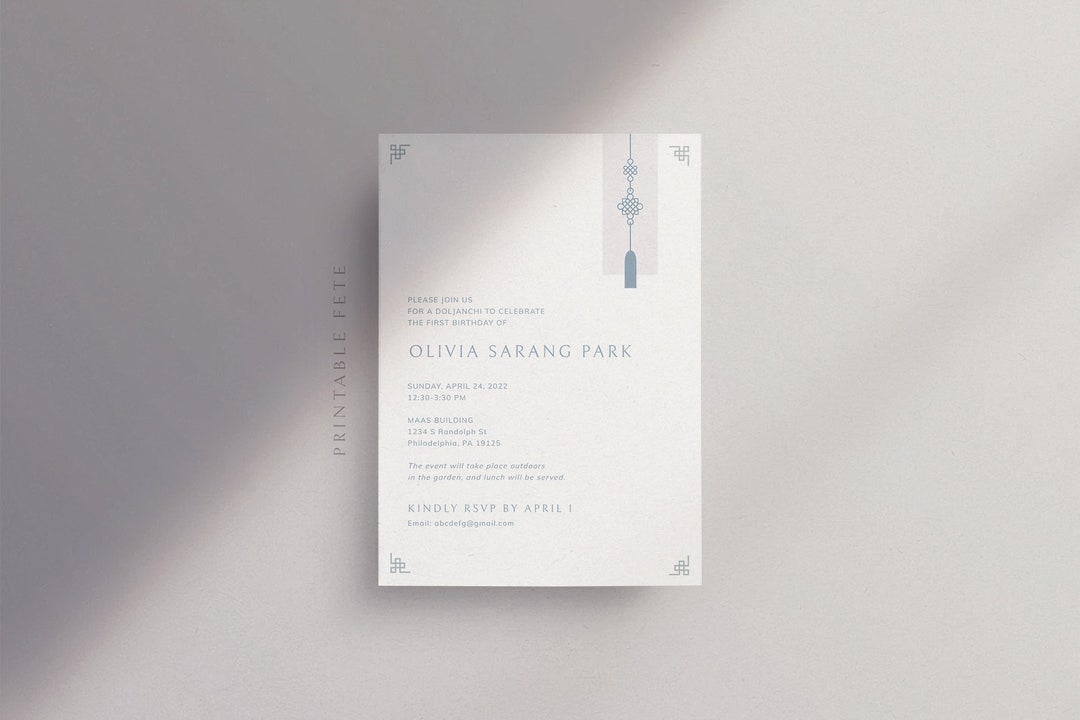 Dohl Invitation, Evite, Korean First Birthday Party, Modern Dohl ...