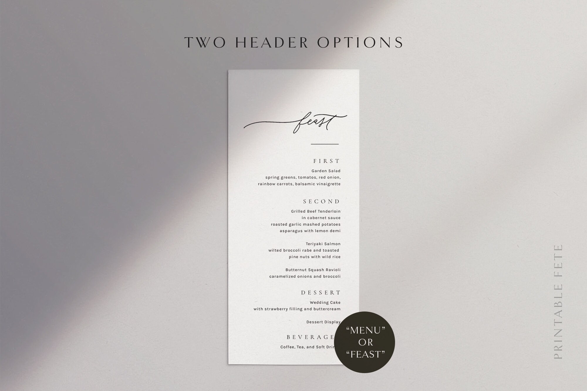 GWEN Menu Minimalist Script Calligraphy Wedding Menu - Etsy