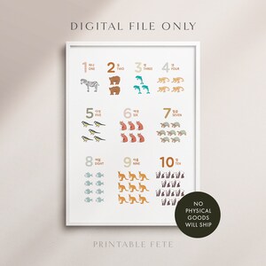 Printable Korean Numbers Poster With Animals, Bilingual Korean Nursery ...