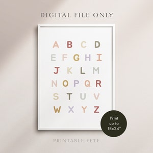 Printable Alphabet Poster, Minimal Pastel A to Z Poster, ABC Neutral ...