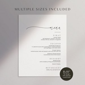 GWEN | Menu, Minimalist Script, Calligraphy Wedding Menu, Printable ...