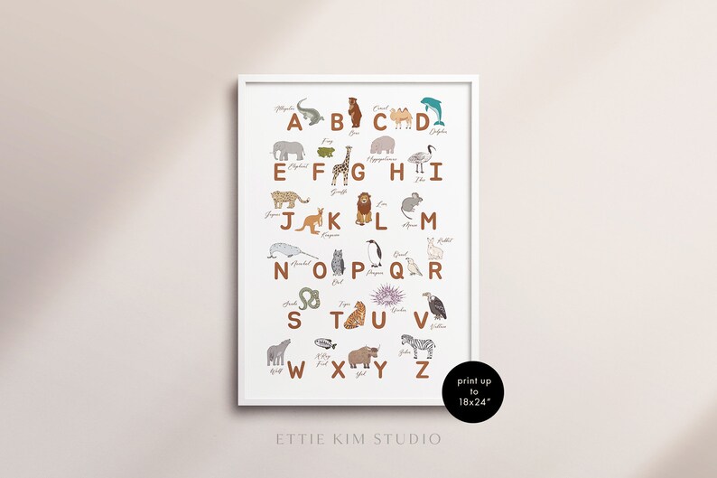 Printable Animal Alphabet Poster A to Z Poster ABC Nursery - Etsy