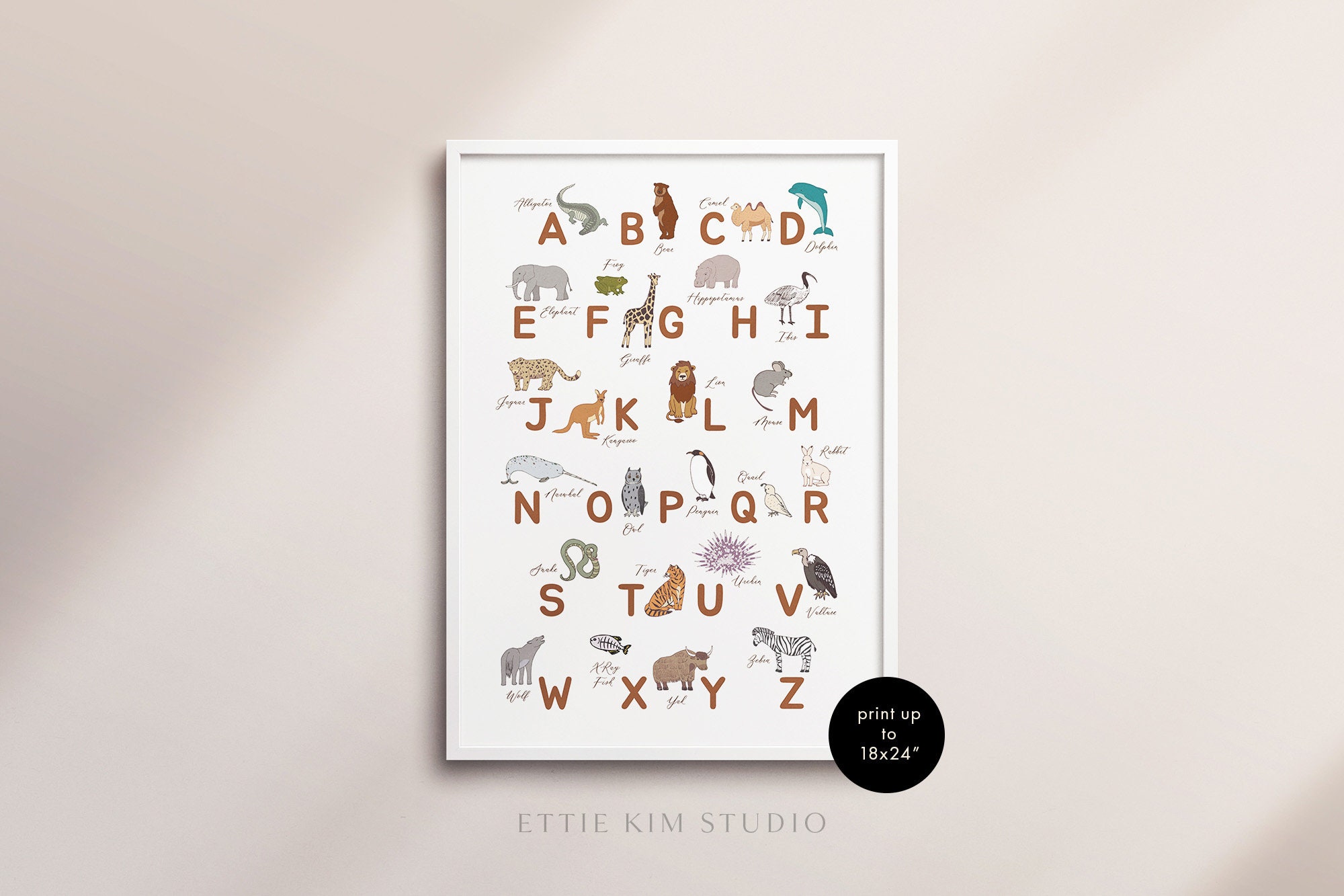 Printable Animal Alphabet Poster A to Z Poster ABC Nursery - Etsy