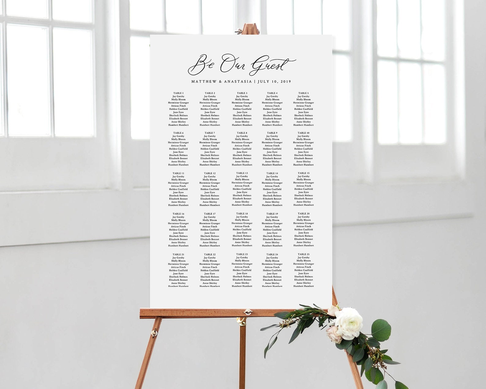 Be Our Guest Calligraphy Seating Chart Template Table - Etsy