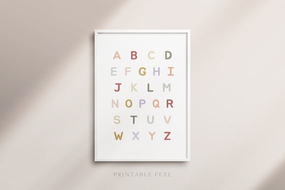 Printable Alphabet Poster Minimal Pastel A to Z Poster ABC - Etsy