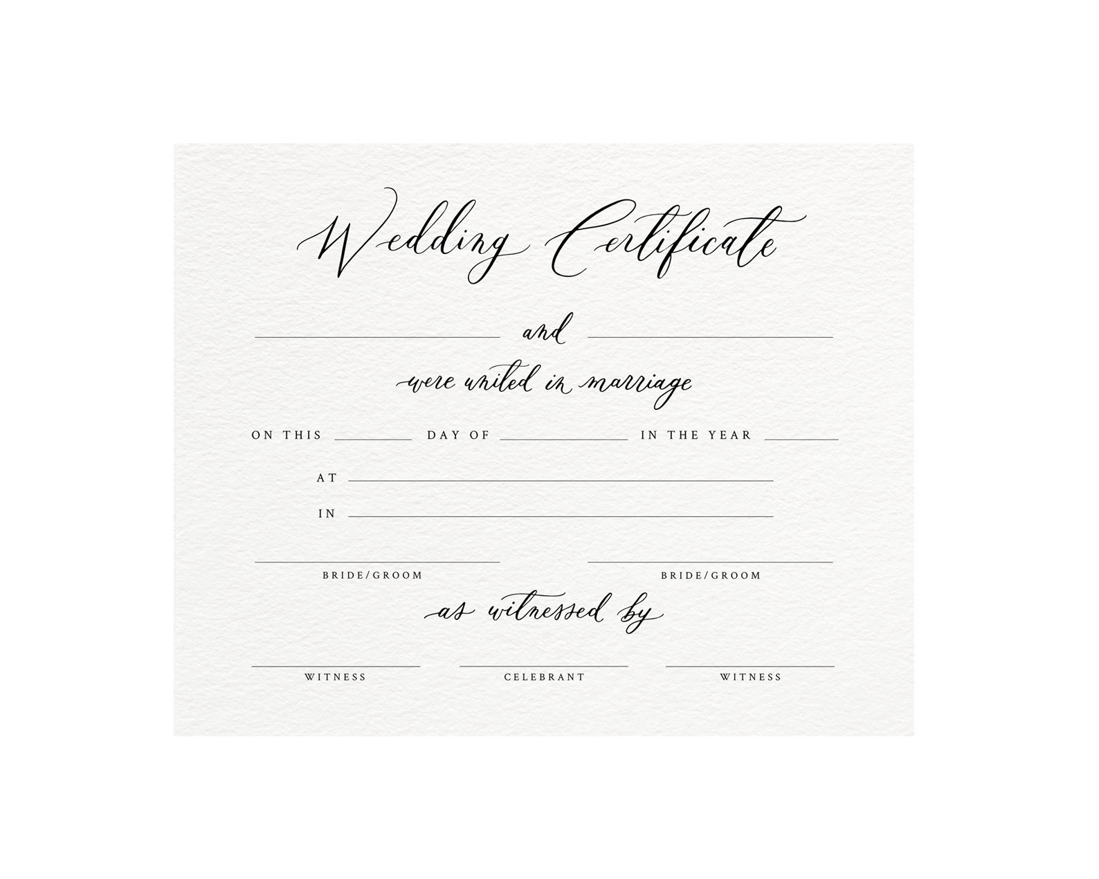 Printable Wedding Certificate Calligraphy Celebrant Template | Etsy