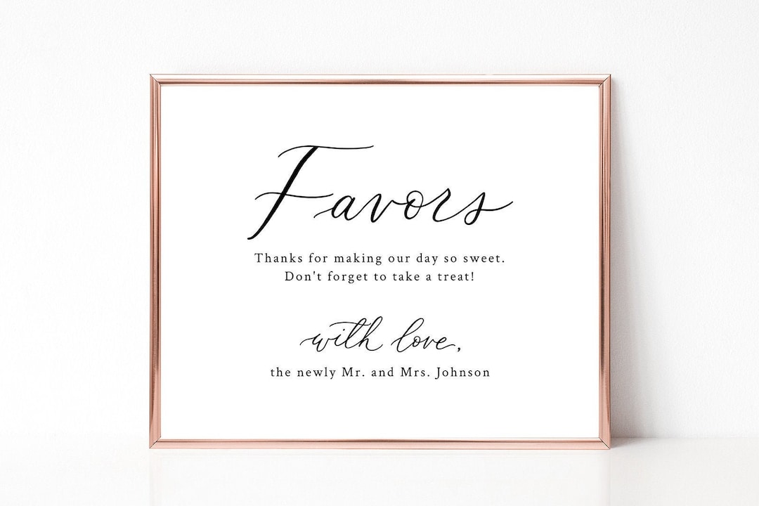 Wedding Favors Sign: Editable Printable Template (5x7, 8x10) - Etsy