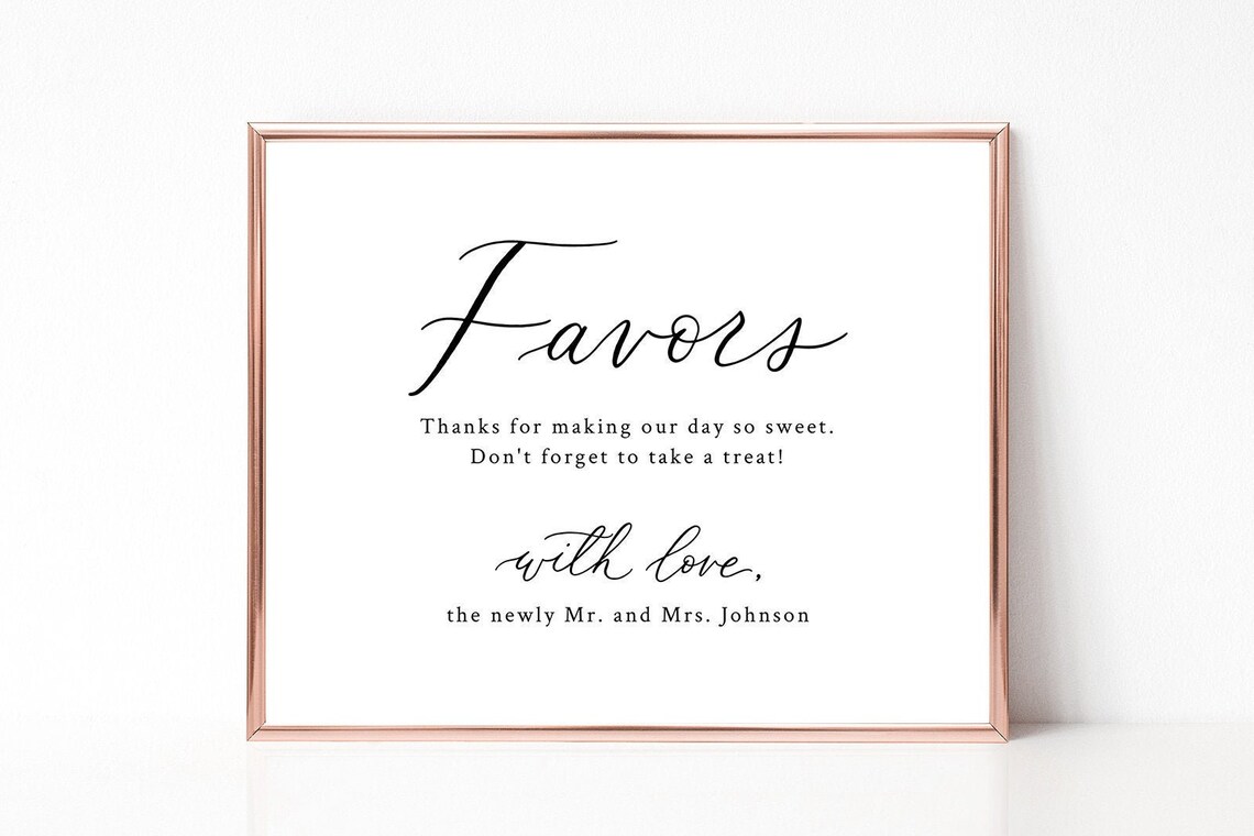 Wedding Favors Sign Bridal Baby Shower Party Favor Sign - Etsy