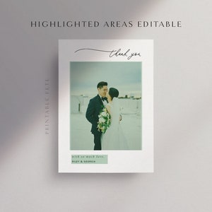 GWEN | Photo Thank You Wedding Card Template, Editable Digital File ...