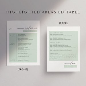 GWEN | Welcome Note, Wedding Timeline, Weekend Schedule, Printable ...