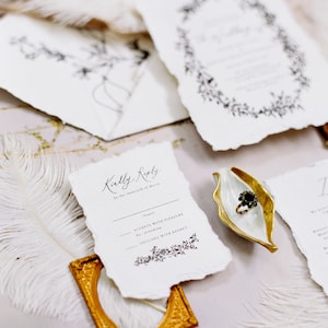 BRYN | Leafy Wreath Wedding Invitation, Fine Art Calligraphy, Printable ...