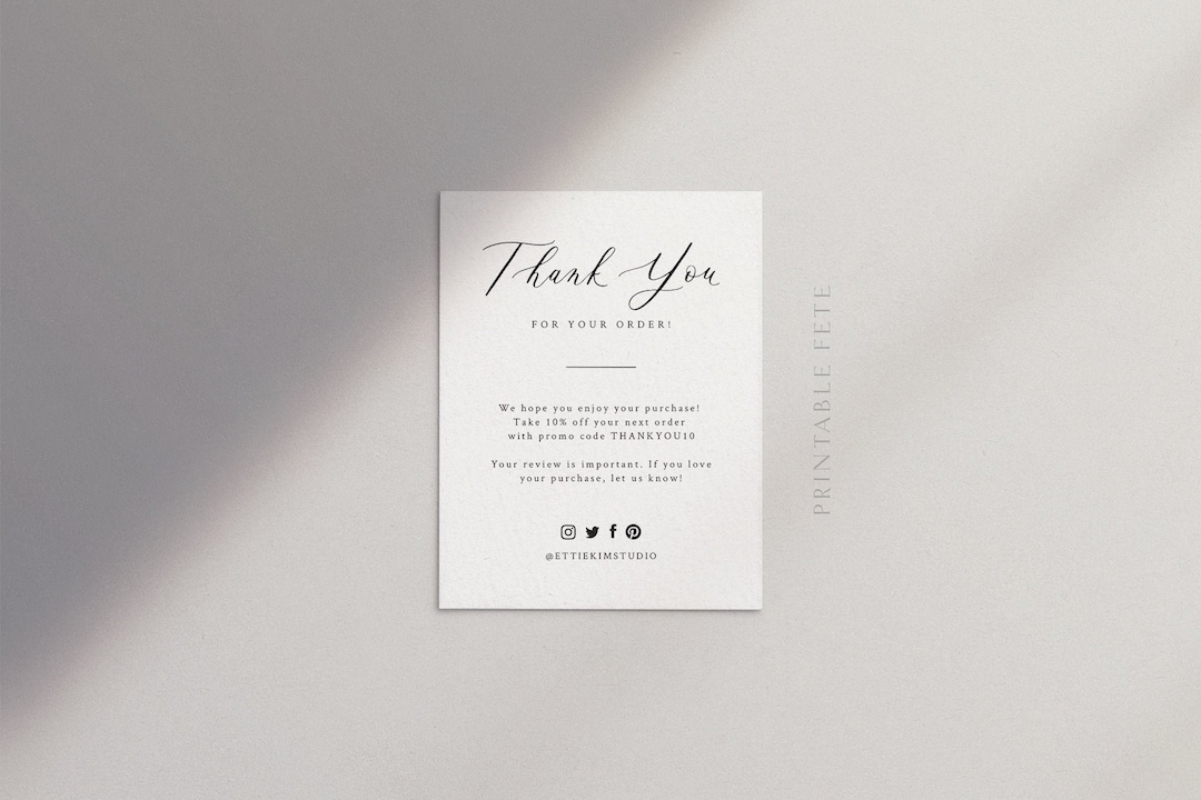 Business Thank You Card Template: Modern Calligraphy (digital File) - Etsy