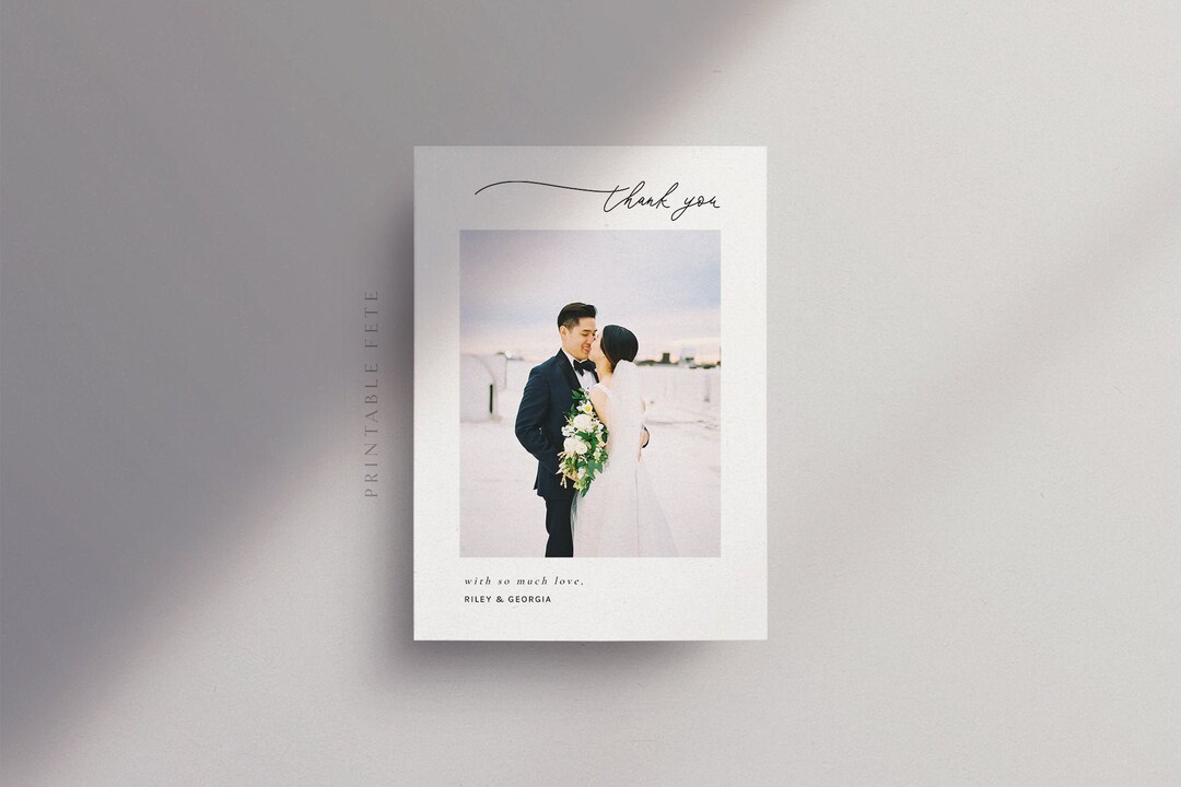 GWEN | Photo Thank You Wedding Card Template, Editable Digital File ...