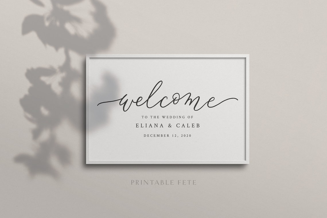 Welcome Calligraphy Sign Printable Editable Wedding Template - Etsy