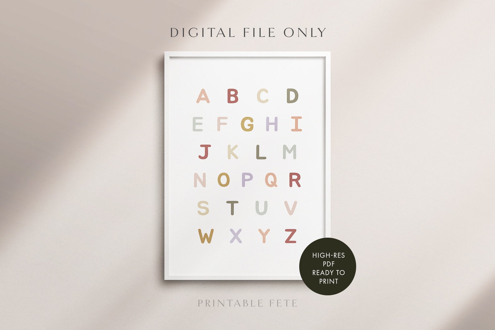 Printable Alphabet Poster Minimal Pastel A to Z Poster ABC - Etsy